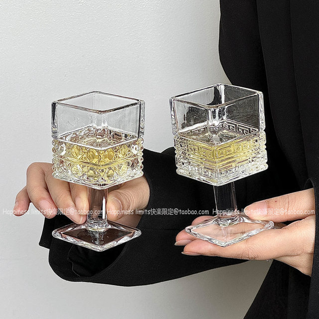 The new light luxury cubic wine glass home liquor cup one or two cups ...