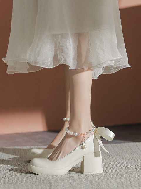 Uncle Six Points Genuine Leather High Heels Women's 2024 Spring New ...