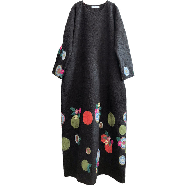 Retro national wind autumn and winter embroidered robe dress original ...