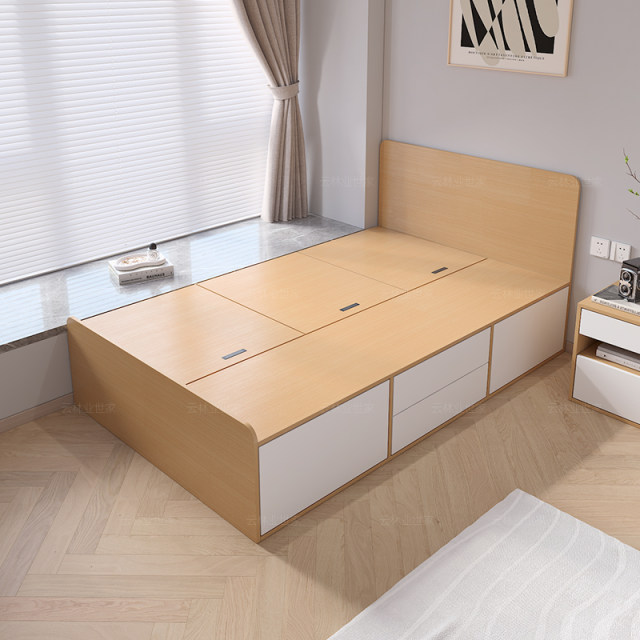 Customized small apartment single bed box second bedroom tatami bed ...
