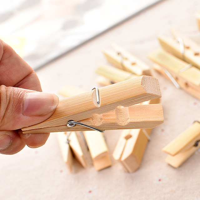 Natural high-quality bamboo wooden clips, windproof clips, large drying ...