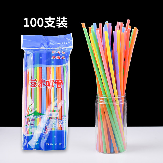 Demonstration of disposable straws can bend fruit juice drink milk tea ...