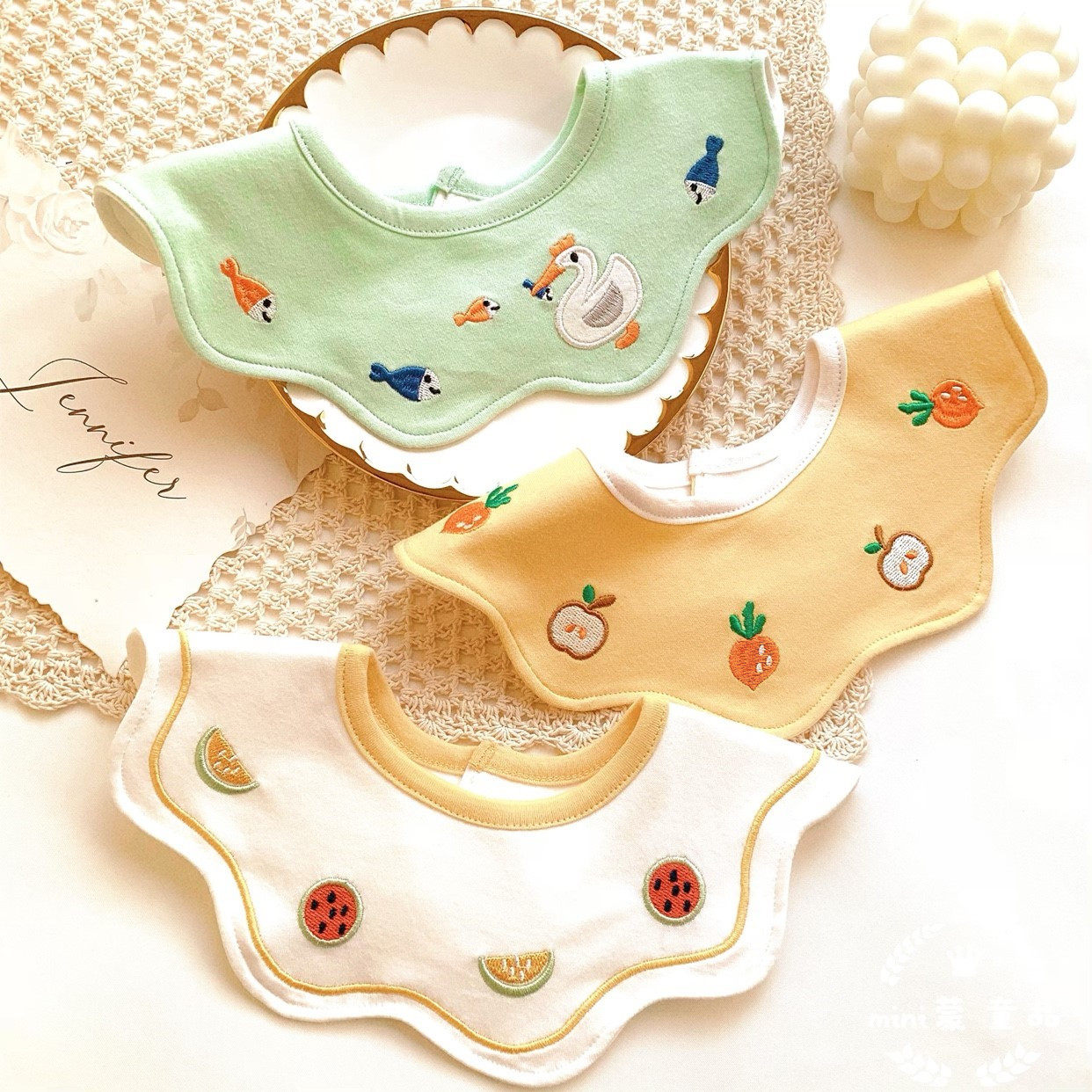 Korean version ins baby saliva napkin waterproof eating bib baby pure ...