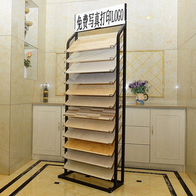 Ceramic tile cabinet door panel display rack wood floor ceramic sample ...