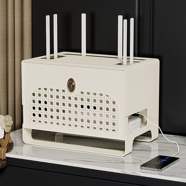 Countertop router storage box desktop plug-in light cat storage rack