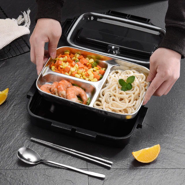 304 Stainless Steel Insulated Lunch Box for One Person, Portable, Large ...
