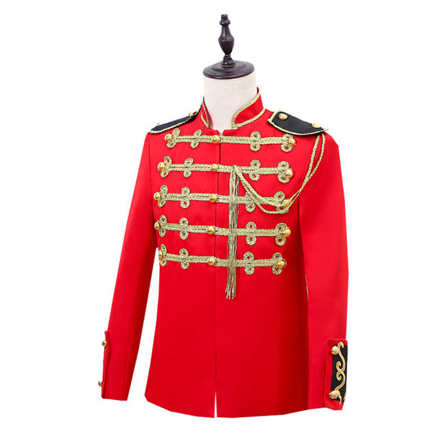 European court style performance costumes men's group singer red gold ...