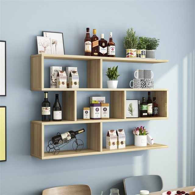 Solid wood wall rack wall hanging restaurant wall decoration hanging ...