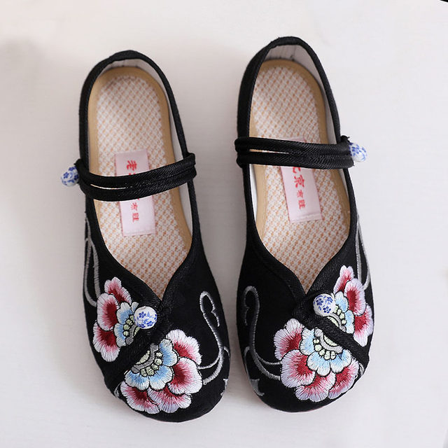 Beijing cloth shoes ethnic style embroidered shoes women's Hanfu flat ...