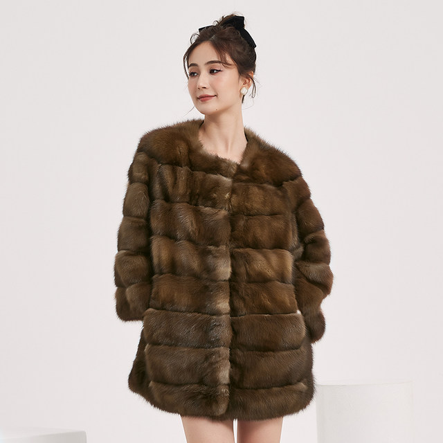 Moxuan imported Russian starry sable mid-length fur coat, high-end ...