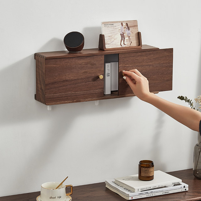 Solid wood router storage box high-value wall-mounted living room wifi ...