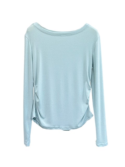 One word collar design, waist T -shirt female 2024 spring and autumn ...