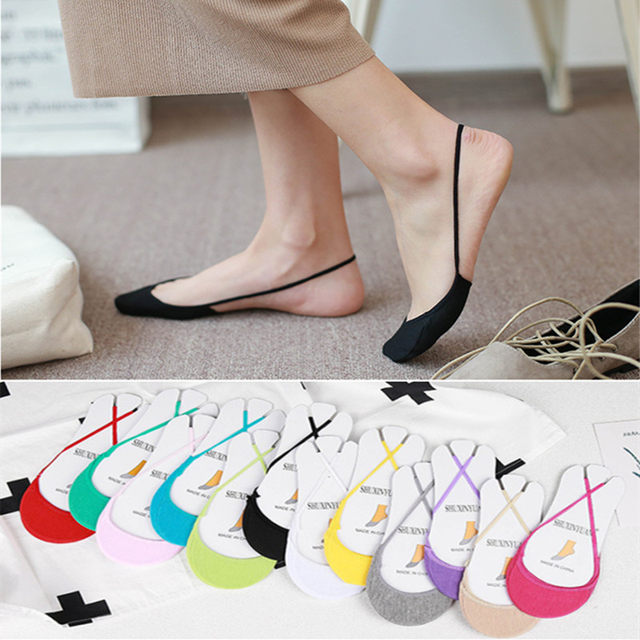 Invisible socks women's high heels half-palm shallow mouth solid color ...