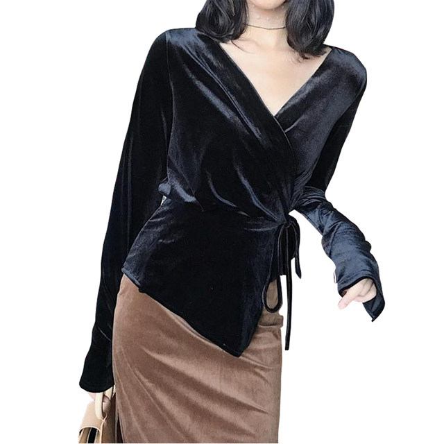 Gold velvet top women's coat long-sleeved style spring and autumn thin ...