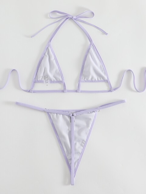 AliExpress split swimsuit solid color hollow three-point bikini Amazon ...