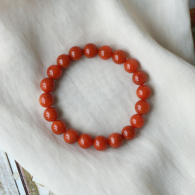 Natural Sichuan material southern red agate flame pattern round bead ...