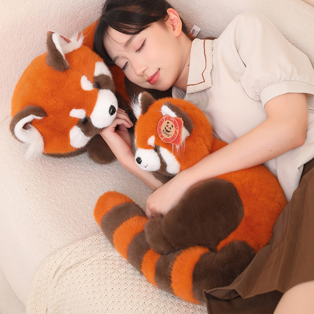 Cute red panda doll doll sleeping pillow simulation red panda plush toy ...