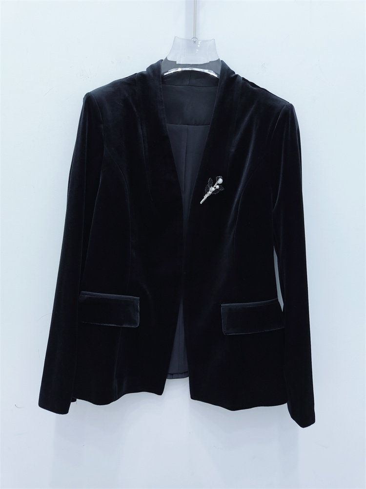 European station 2023 Autumn new fashion temperament gold velvet suits ...