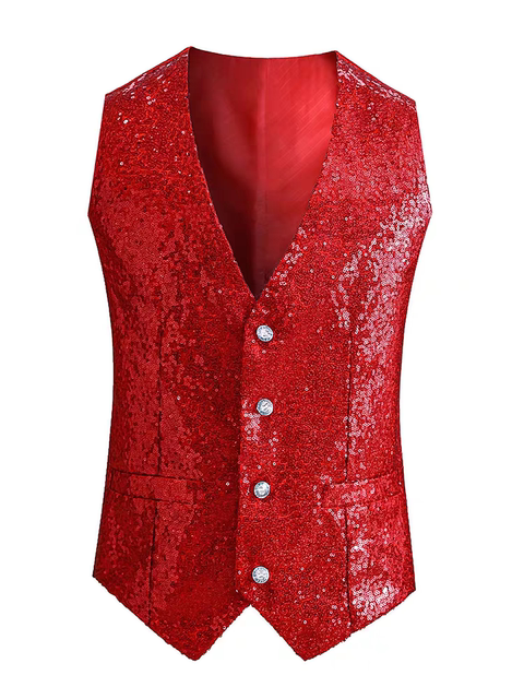 Stage performance shiny vest, royal blue, big red, gold, silver and ...