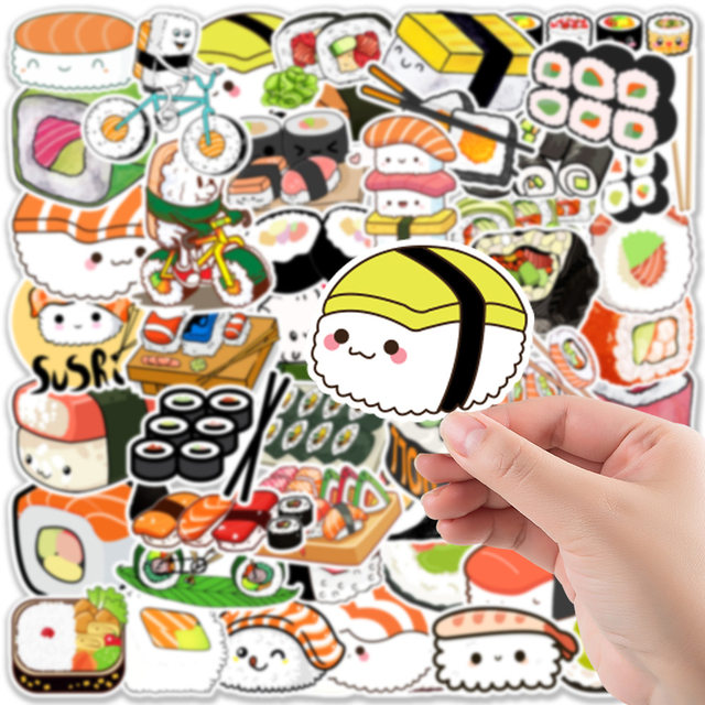 50 cartoon sushi personalized creative graffiti stickers for laptops ...