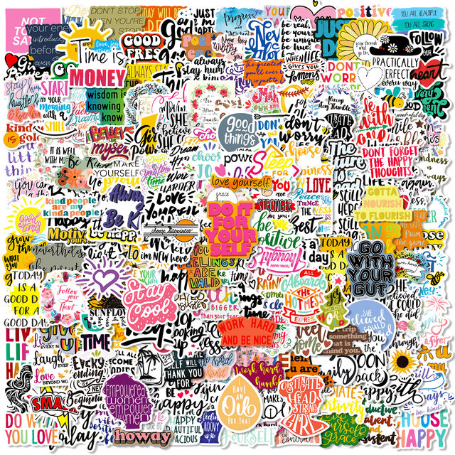 200 English inspirational text personalized creative stickers laptop ...