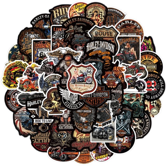 50 Retro Motorcycle Graffiti Stickers Waterproof Luggage Laptop Mobile ...