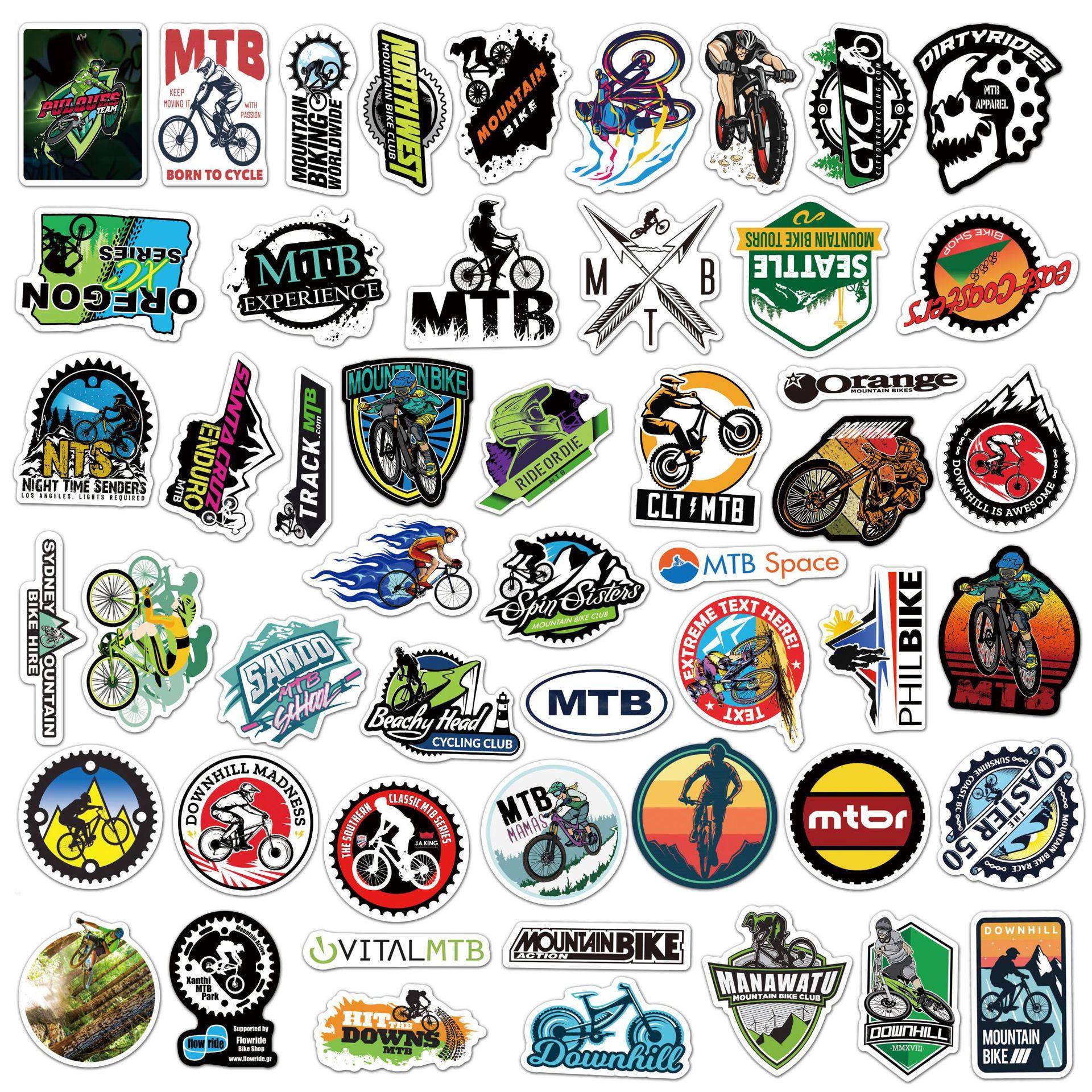 50 Cartoon Outdoor Mountain Bike Riding Stickers Laptop Motorcycle ...