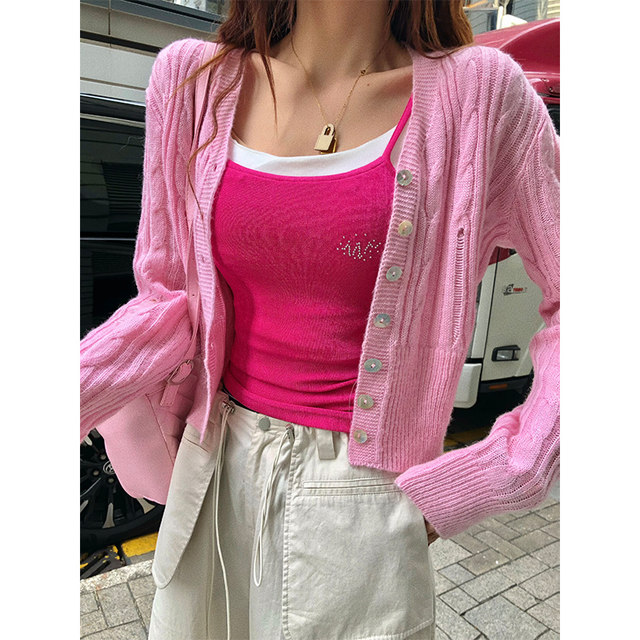 Li Wanjun 2025 early spring new knitted cardigan for women Korean short ...