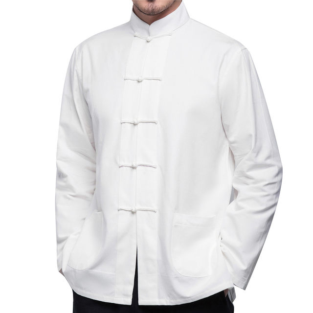 Chinese style all -cotton men's long -sleeved shirt, Chinese clothes ...