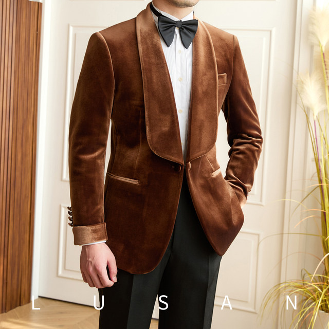 Mr. Lu San's autumn and winter banquet velvet smoking style dress suit ...