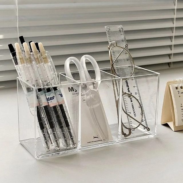 Makeup brush storage bucket transparent acrylic brush barrel desktop ...