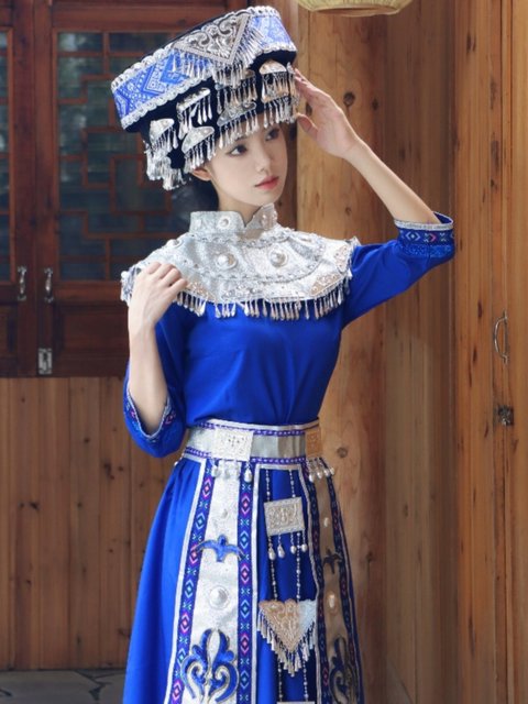 March 3rd Guangxi Zhuang costume female adult ethnic minority Yao Zhuang clothes Miao dance ...