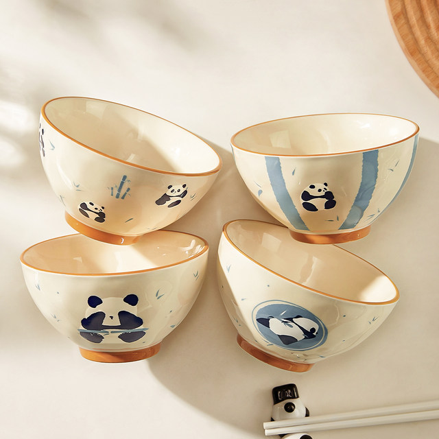 Cute Panda Ceramic rice bowl home with high -value cartoon children's ...