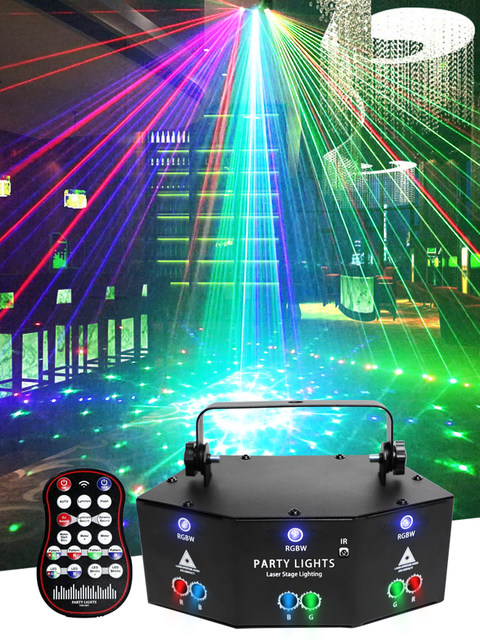 9 Eye KTV shooting lights Household seven -color rotating sound control ...