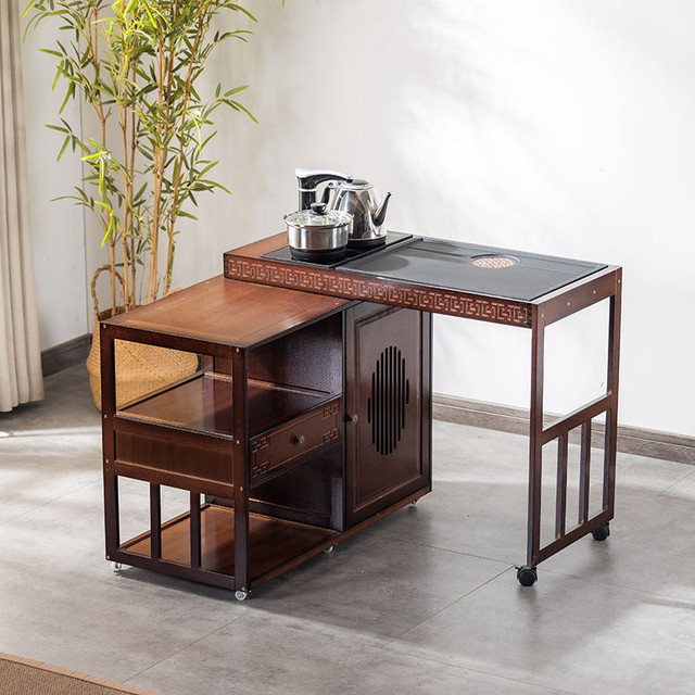 Mobile rotating tea table balcony household tea bar machine tea brewing ...