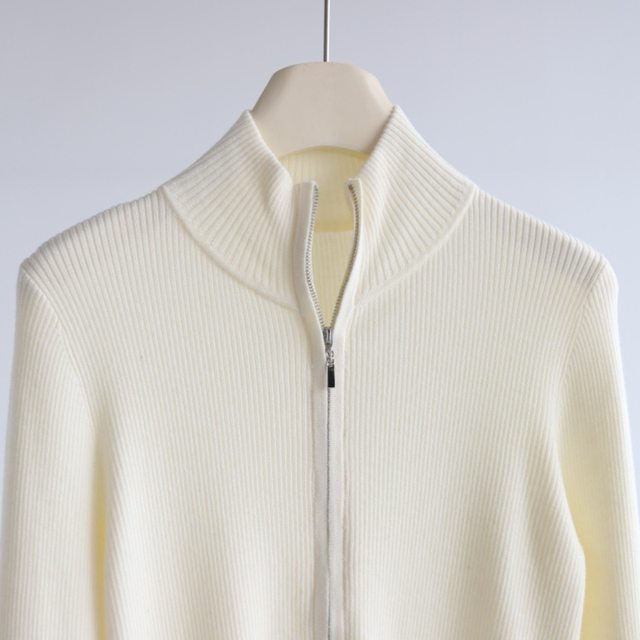 Fine wool blended semi -high -necked double -necked double zipper ...