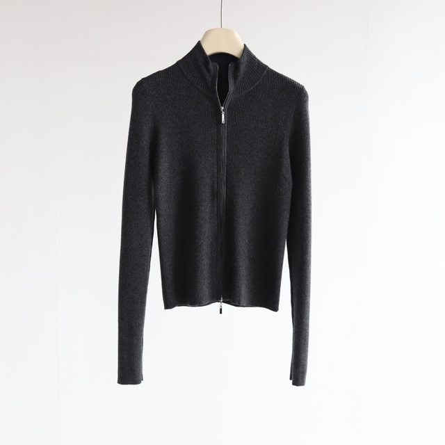 Fine wool blended semi -high -necked double -necked double zipper ...