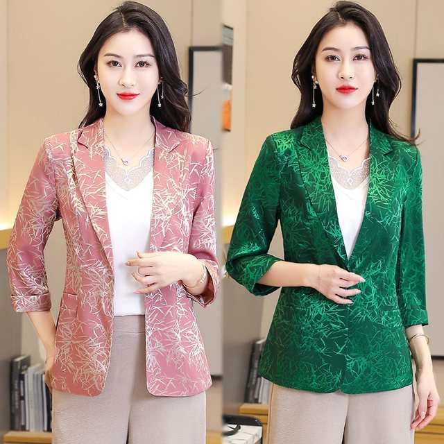Small blazer women's 2024 new summer fashion mother thin three-quarter ...