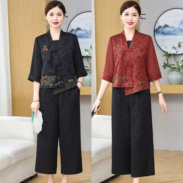 Middle-aged mother's summer dress, national style, new Chinese style ...