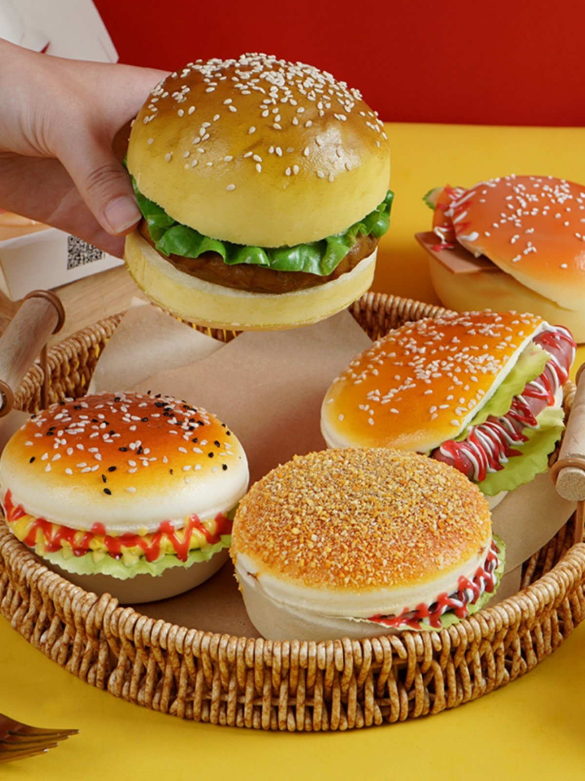 Modèles alimentaires réalistes - Hamburger, frites et poulet