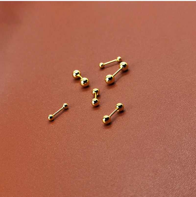 Simple titanium steel gold bean double-headed ear piercing screw screw ...