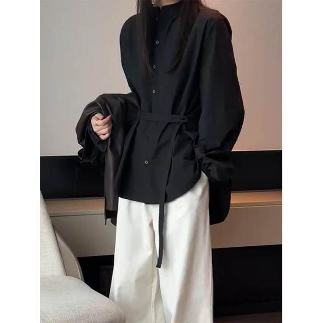 Korean ins light luxury black beautiful autumn top design niche women's ...