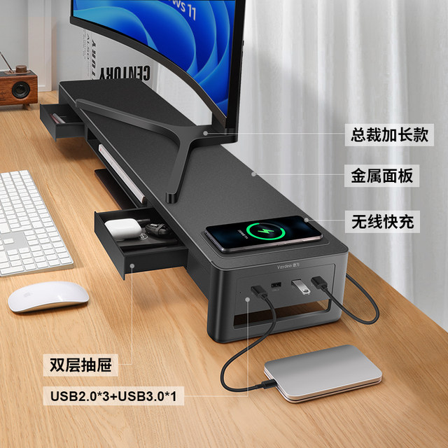 Luwei extended computer monitor elevated stand with light multi ...