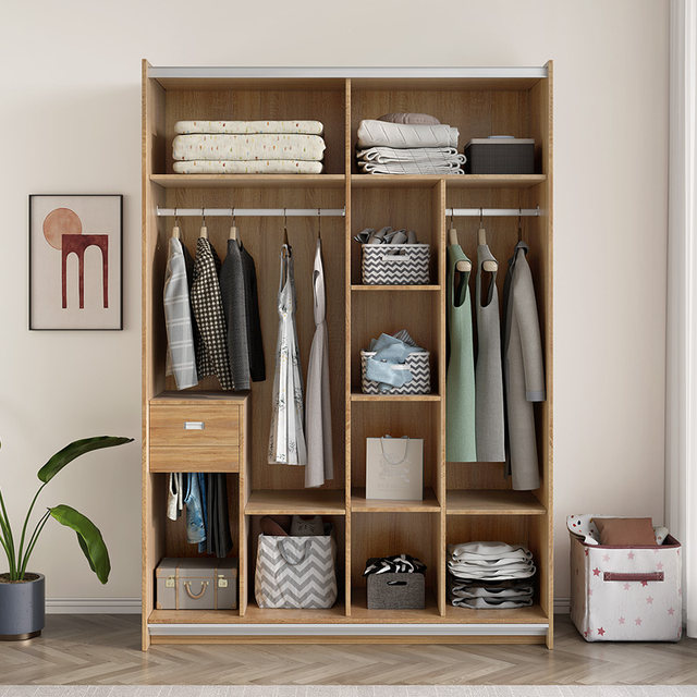 Push-pull two-door wardrobe simple modern 1.6m 1.8m 2m bedroom sliding ...