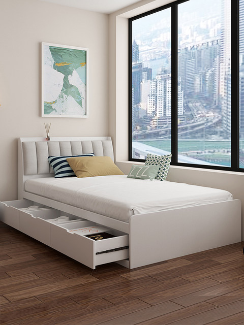 1 meter single bed Nordic small apartment bedroom modern simple storage ...
