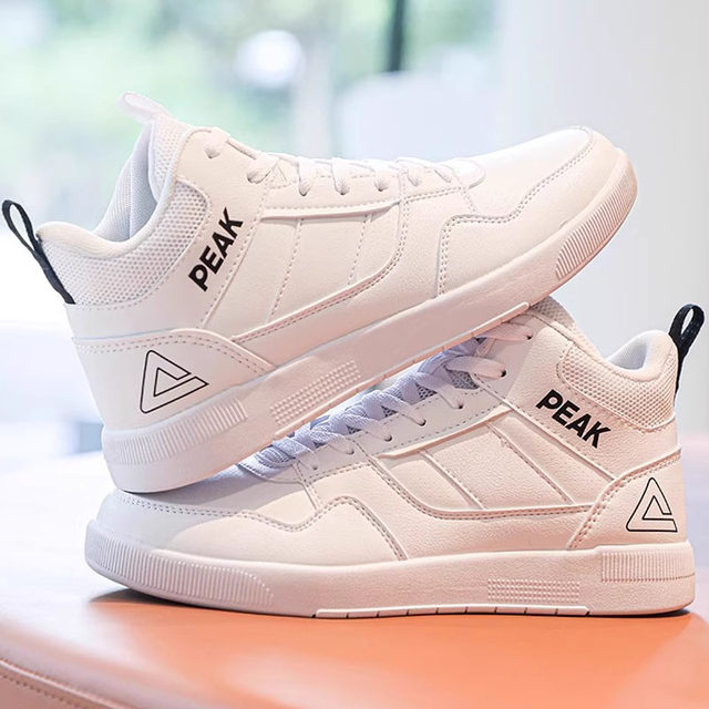 Peak high-top sneakers women's white casual shoes 2024 autumn new ...