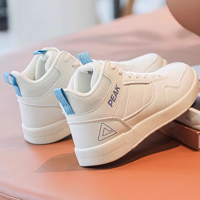 Peak high-top sneakers women's white casual shoes 2024 autumn new ...