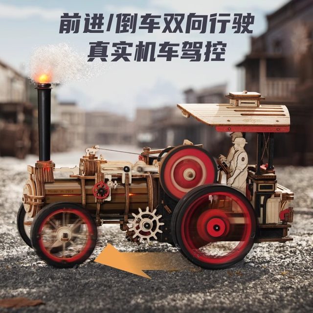 ROKR steam locomotive car model assembled adult difficult handmade ...