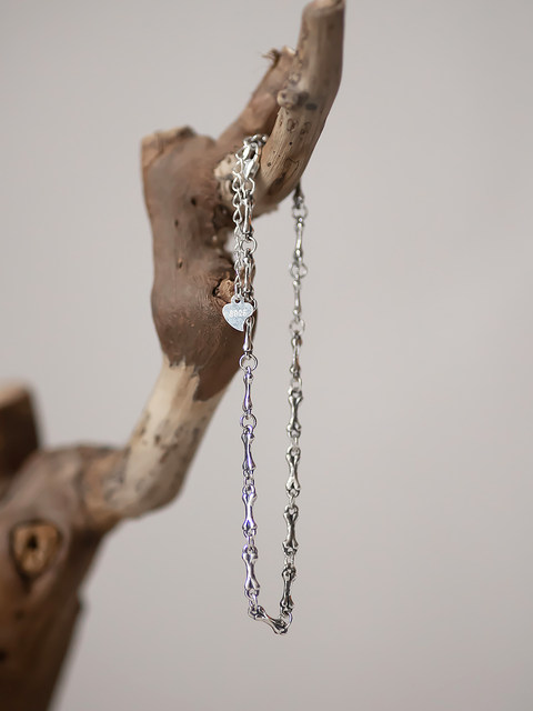 Bone 925 sterling silver retro distressed bone shape thin bracelet can ...