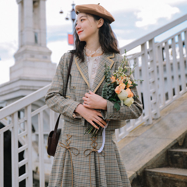 Nanfeng Transit Casual College Style Pattern Suit Two Piece